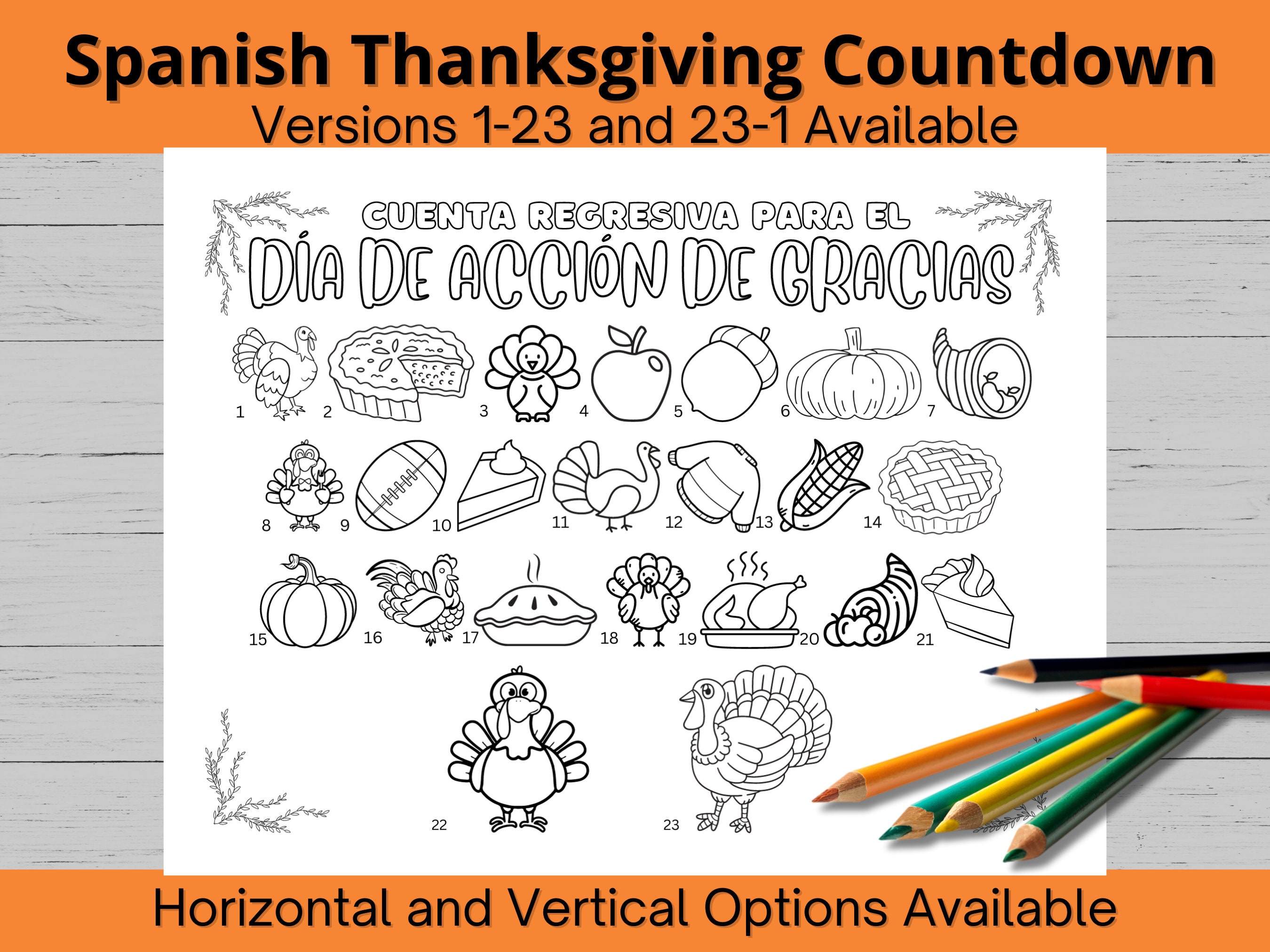 Printable Spanish Thanksgiving Countdown/ Cuenta Regresiva Para El Dia ...