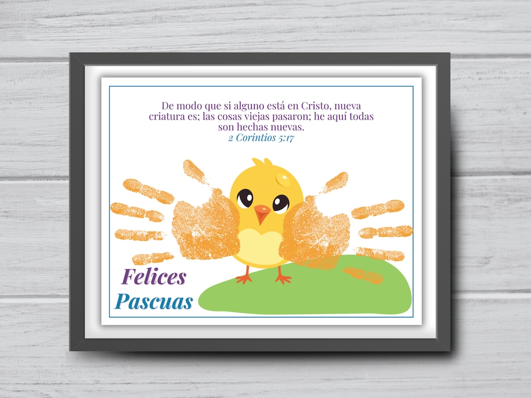 Spanish Easter Chick Handprint Craft Art, Spanish Christian Religious ...