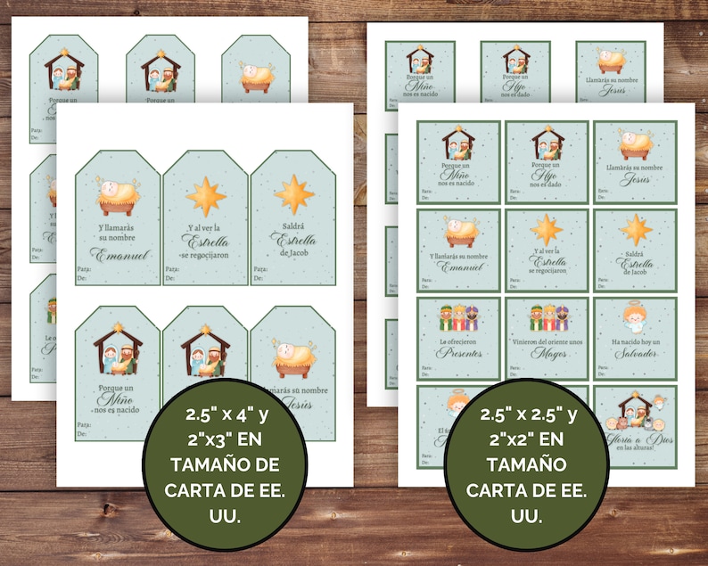Spanish Nativity Gift Tags, Baby Jesus Gift Tag, Religious Gift Tag ...
