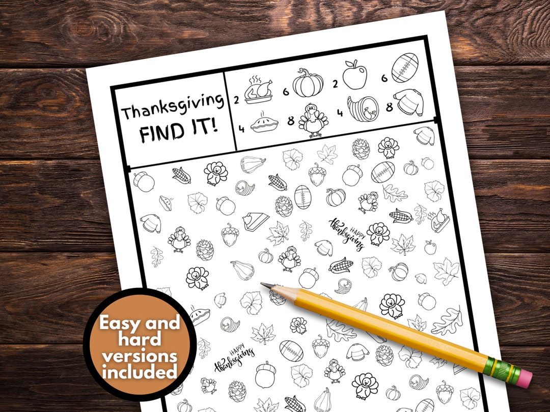 Find the Objects Game, Thanksgiving Find It Game, Kids Thanksgiving ...