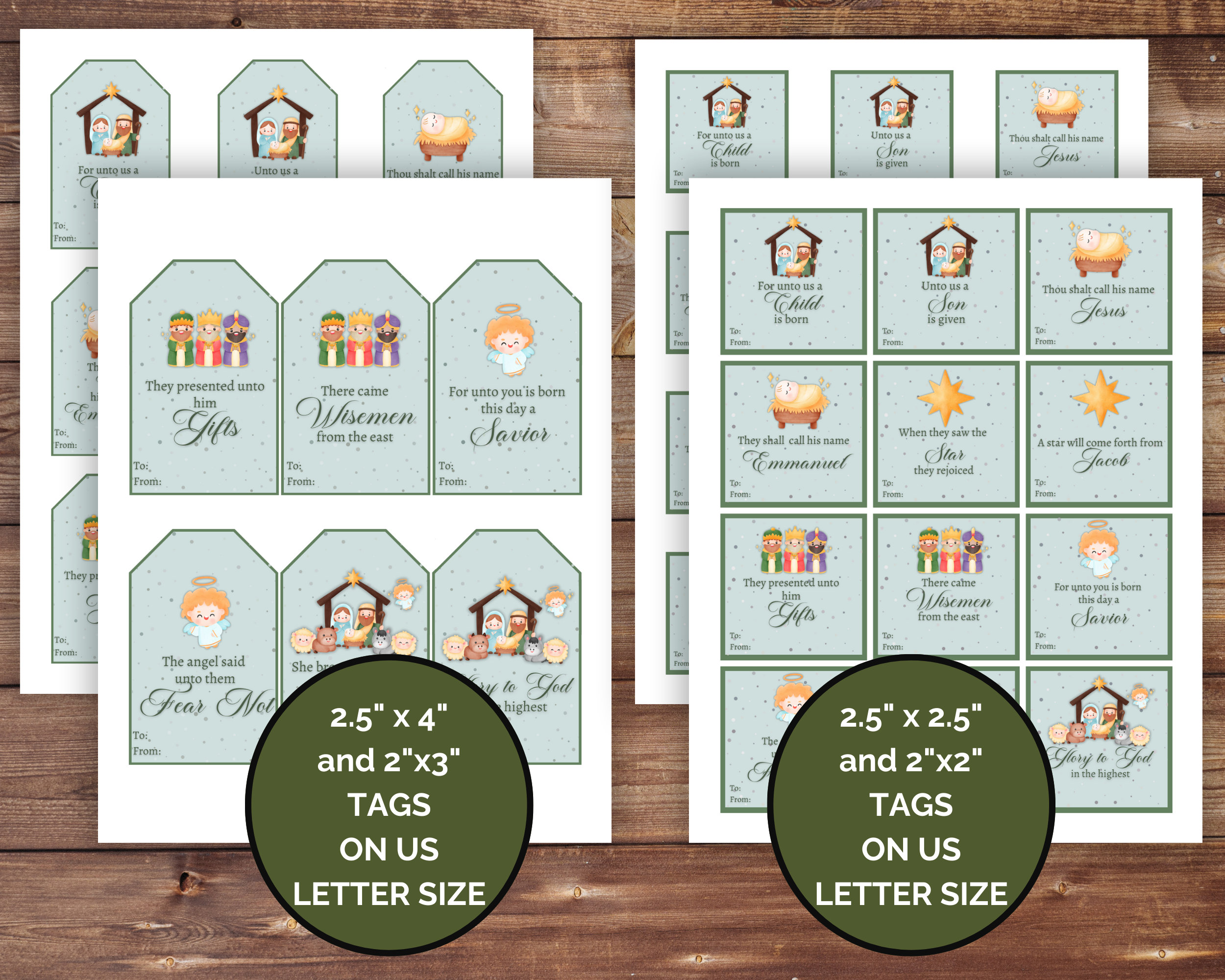 Nativity Christmas Gift Tags, Baby Jesus Gift Tag, Religious Christmas ...