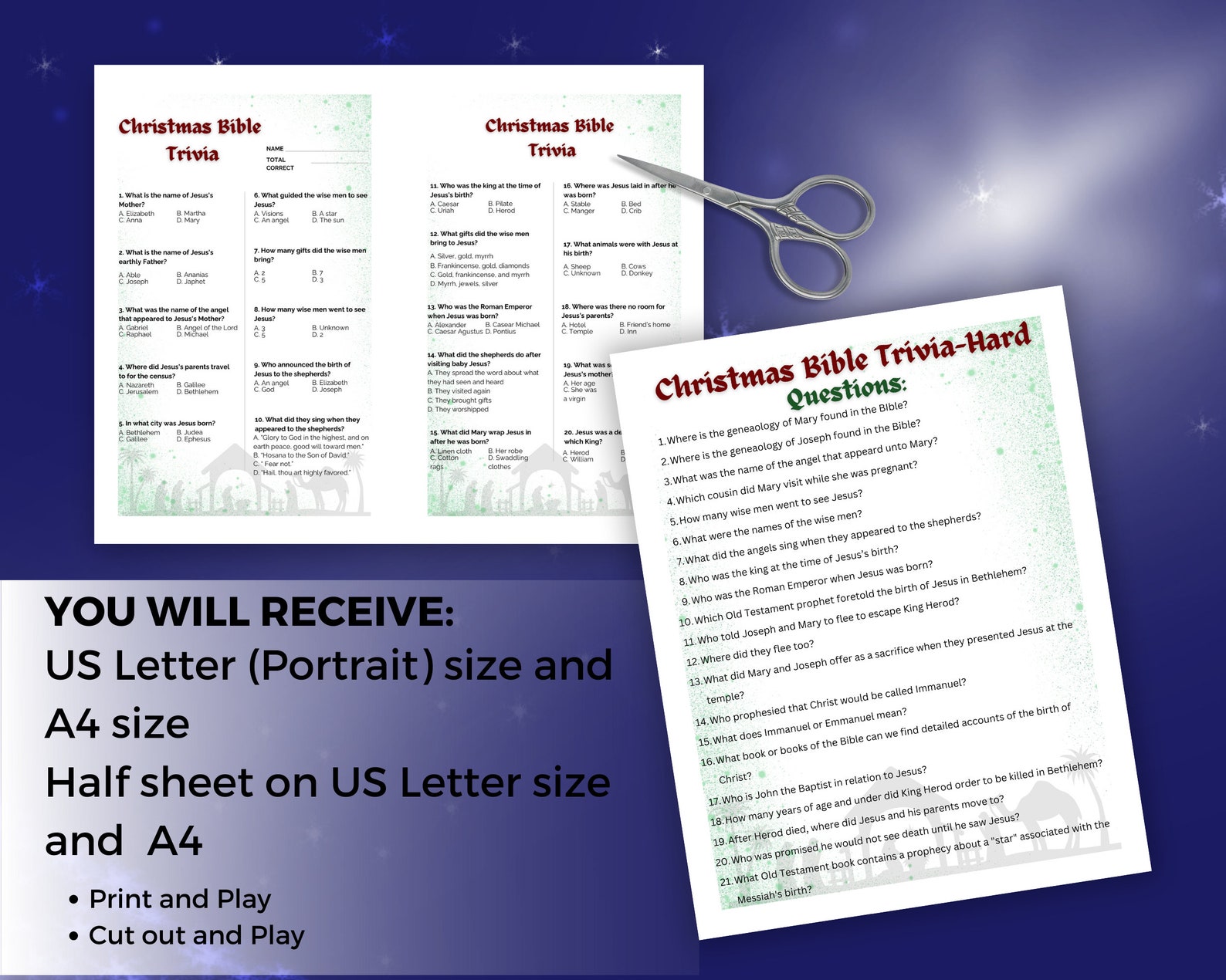 Christmas Bible Trivia, Christian Christmas Game, Bible Party Game ...