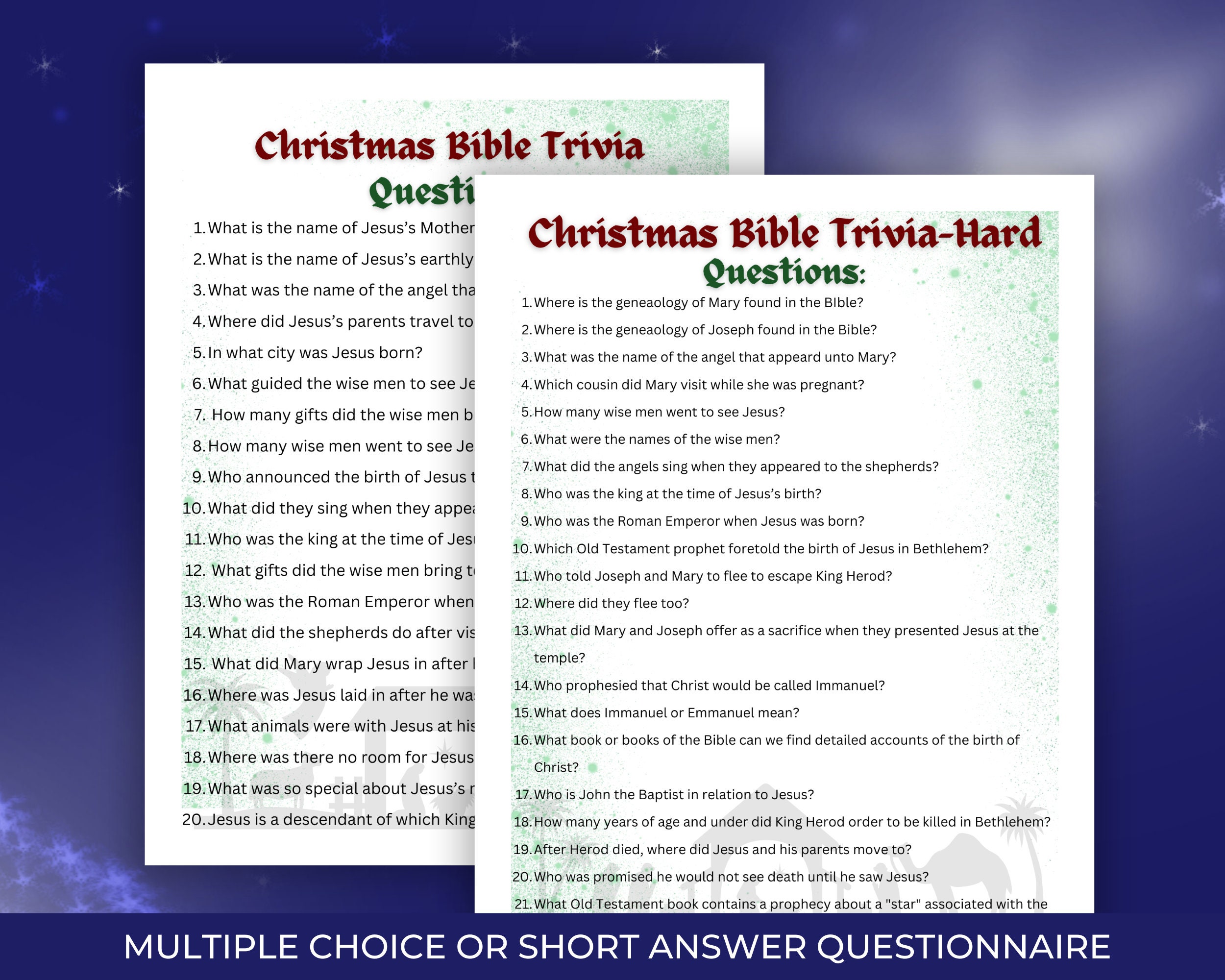 Christmas Bible Trivia, Christian Christmas Game, Bible Party Game ...