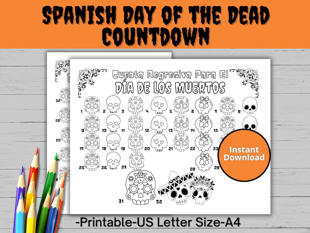 Printable Day of the Dead Countdown in Spanish/ Dia De Los - Etsy