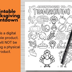 Printable Thanksgiving Countdown/ Thanksgiving Advent/ Countdown to ...
