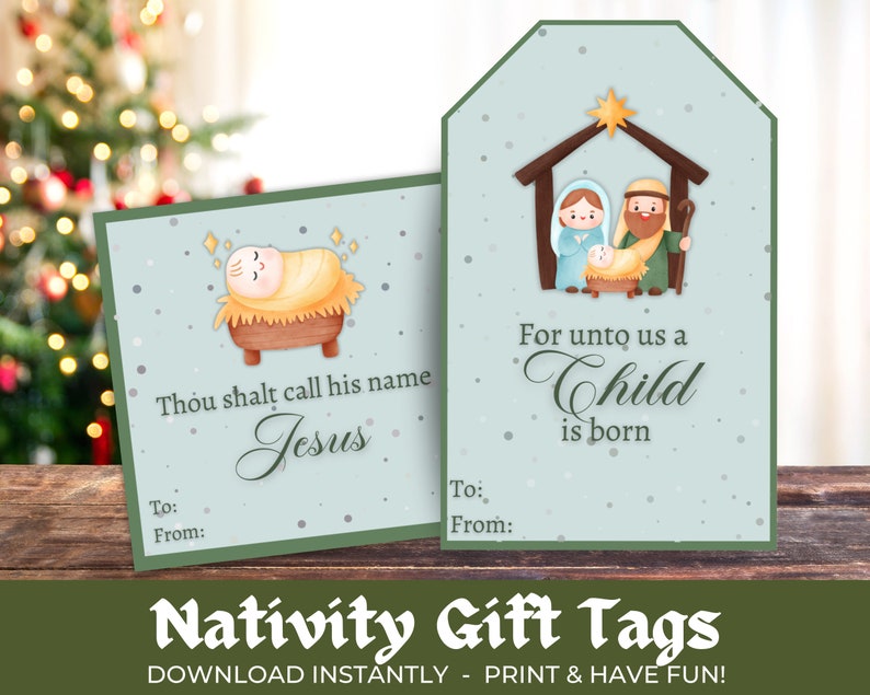 Nativity Christmas Gift Tags, Baby Jesus Gift Tag, Religious Christmas ...