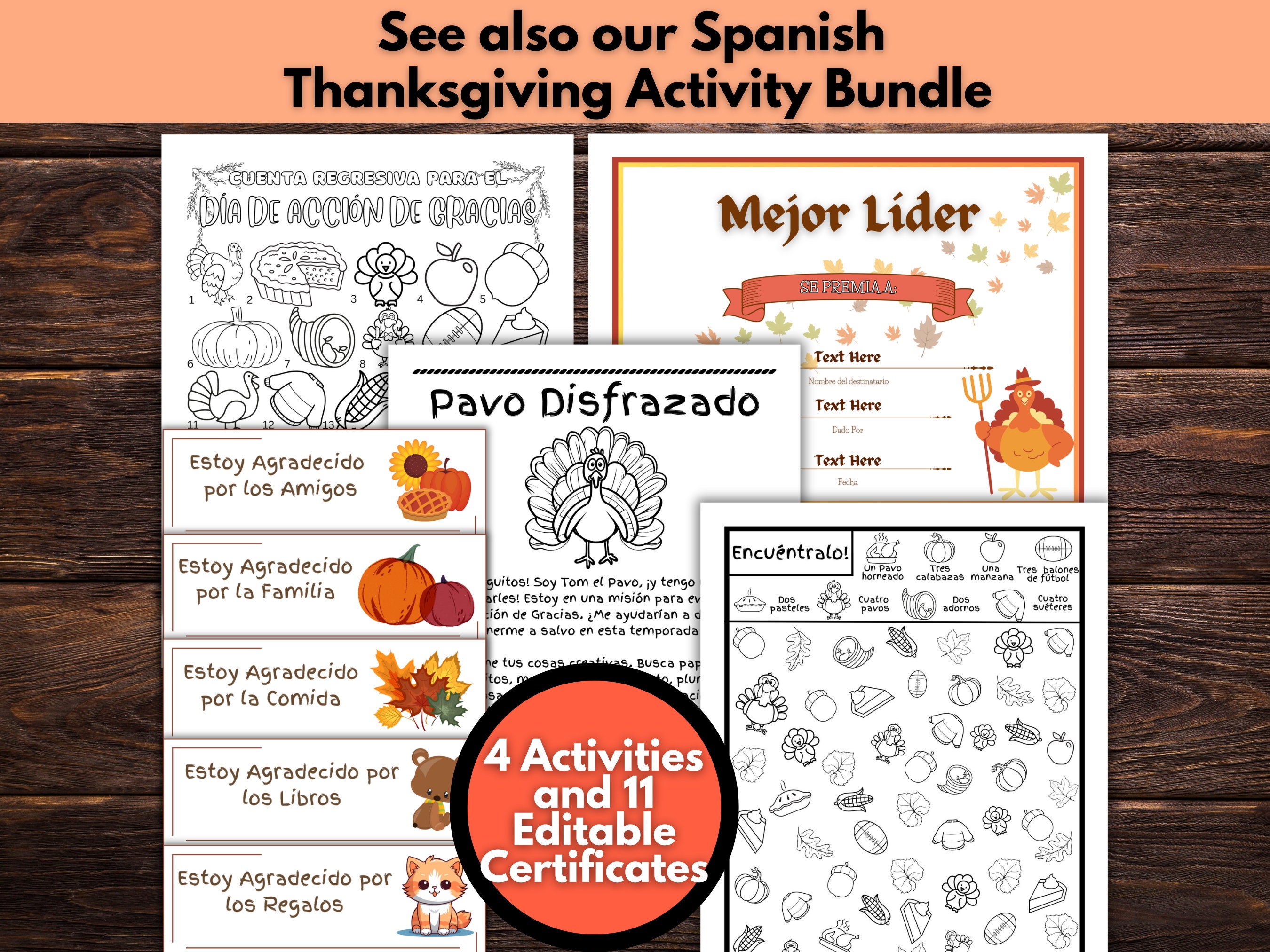 Printable Spanish Thanksgiving Countdown/ Cuenta Regresiva Para El Dia ...