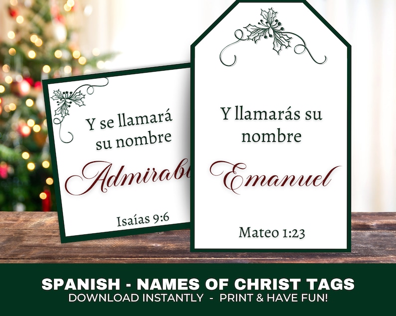 Names of Jesus Gift Tags in Spanish, Christmas Gift Tags, Names of ...