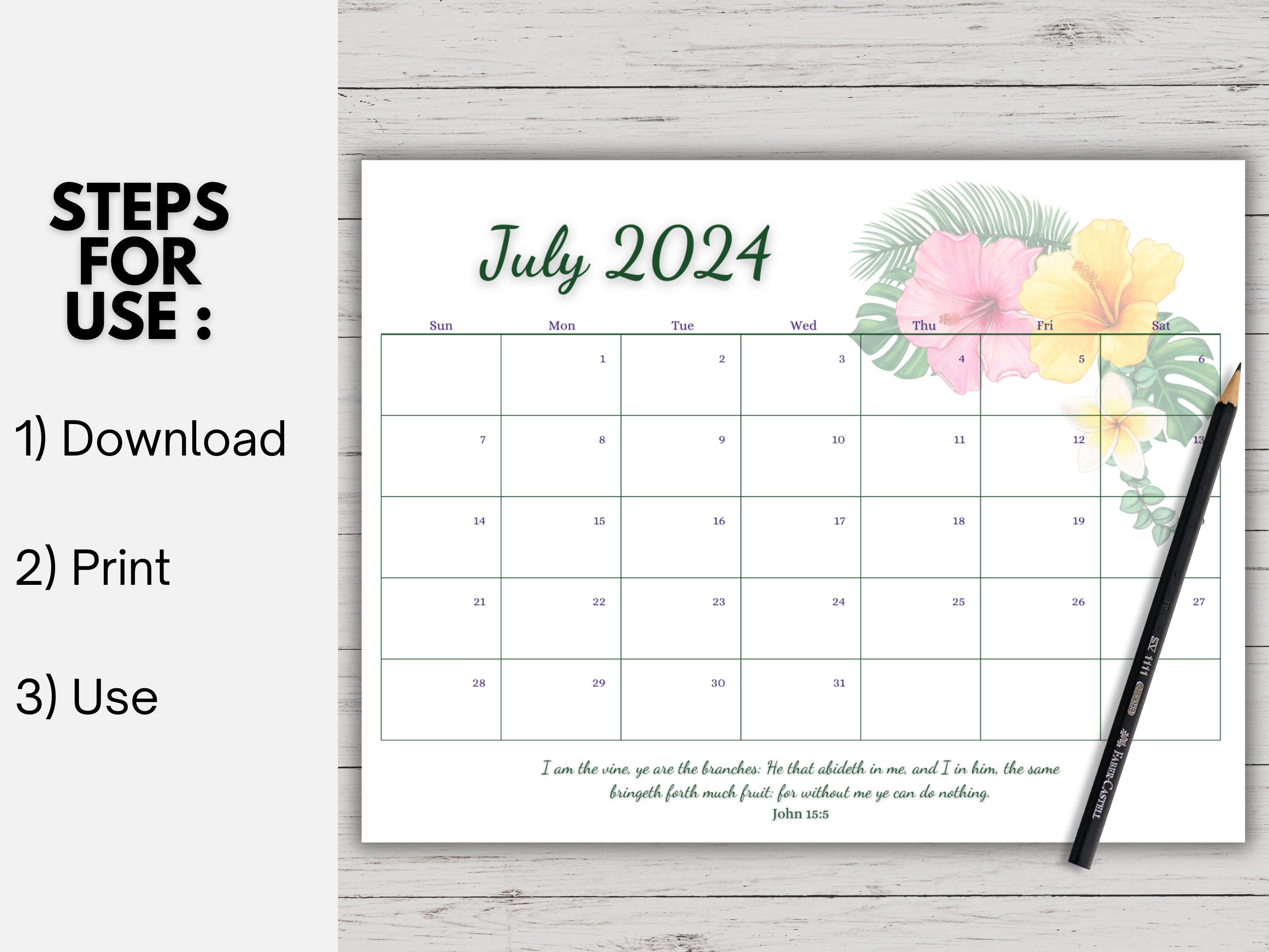 2024 Bible Verse Calendar, Printable Scripture Calendar, Inspirational ...