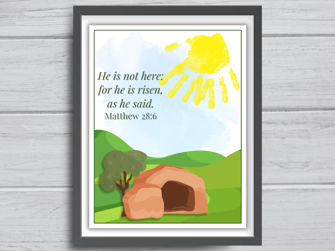 He is Risen Christian Easter Handprint Craft Art, Religious Crafts for ...