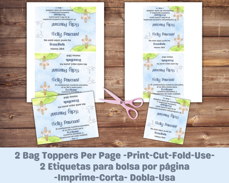 Easter Gift Tag and Bag Topper Spanish, Etiqueta Feliz Pascua, He is ...