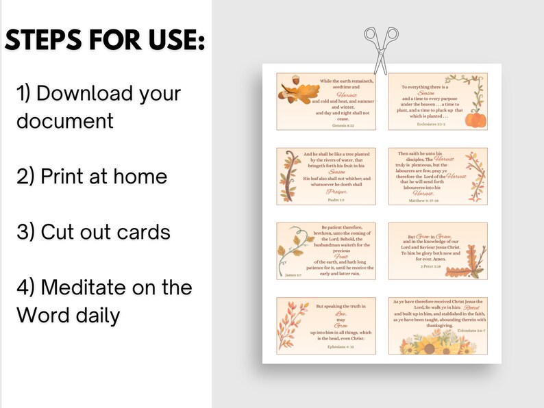 Fall Autumn Scripture Verse Cards / Bible Verse Cards/ Printable - Etsy