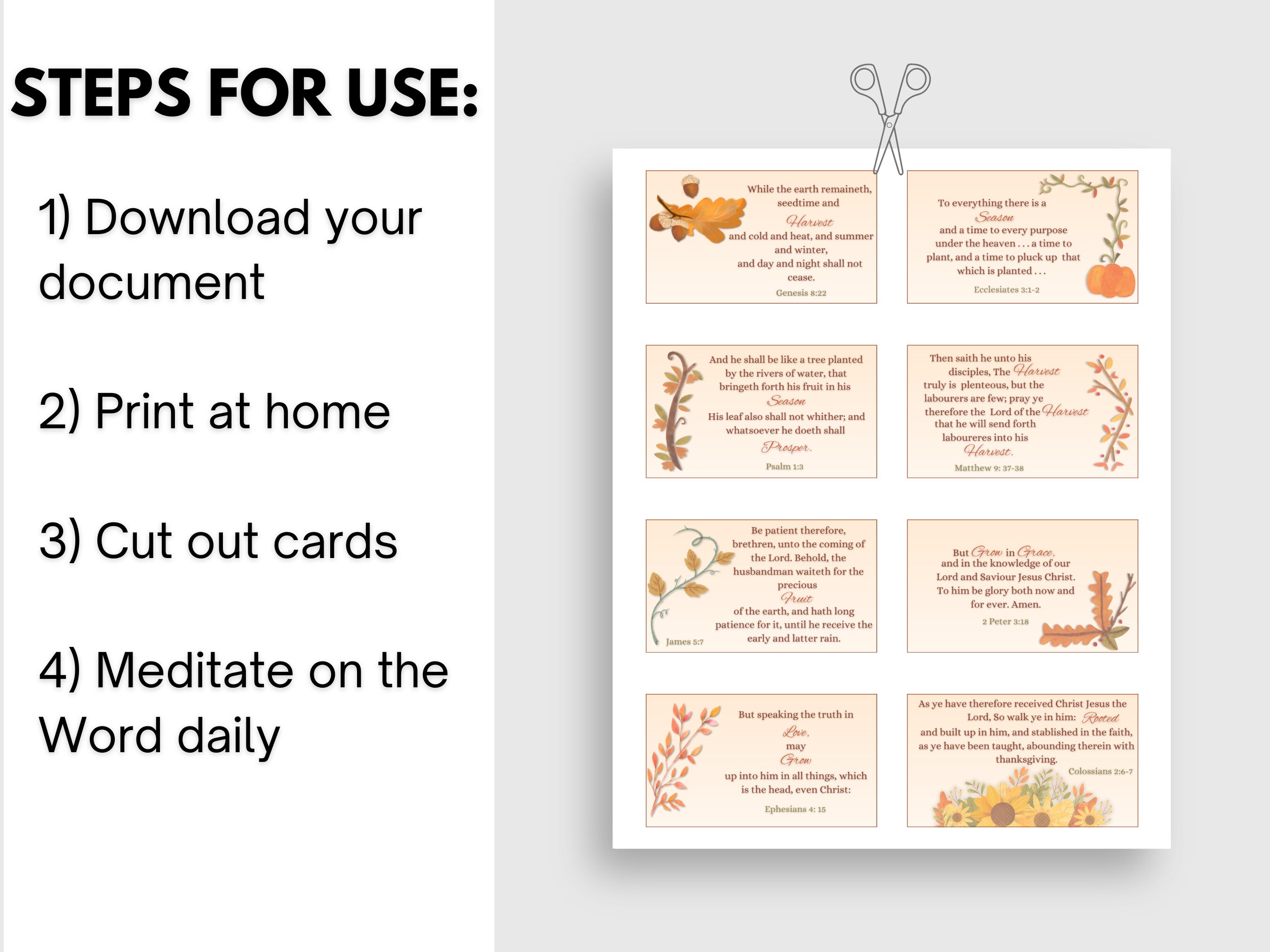 Fall Autumn Scripture Verse Cards / Bible Verse Cards/ Printable - Etsy