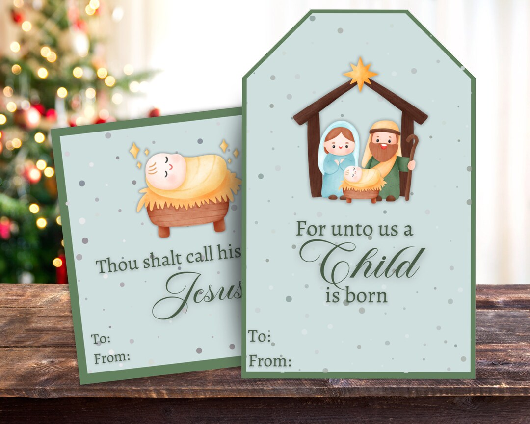 Nativity Christmas Gift Tags, Baby Jesus Gift Tag, Religious Christmas ...