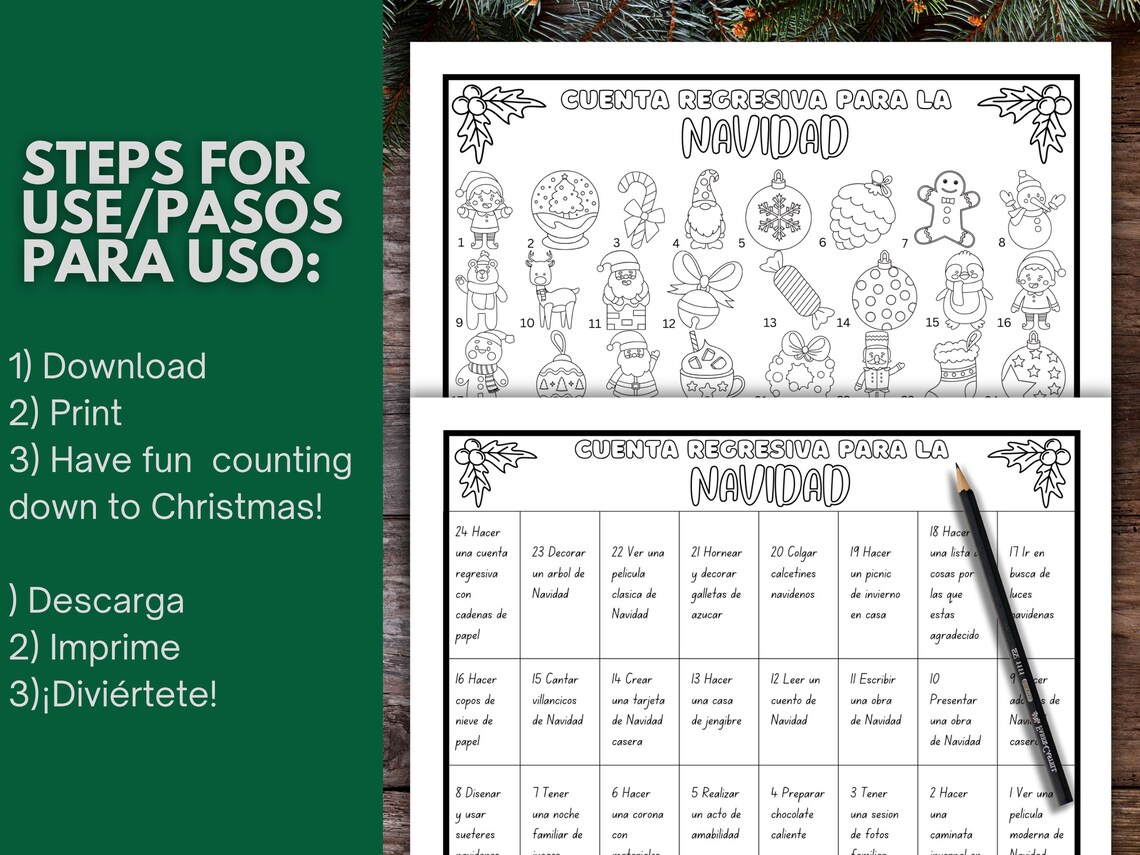Spanish Christmas Countdown Calendar, Countdown to Christmas in Spanish ...