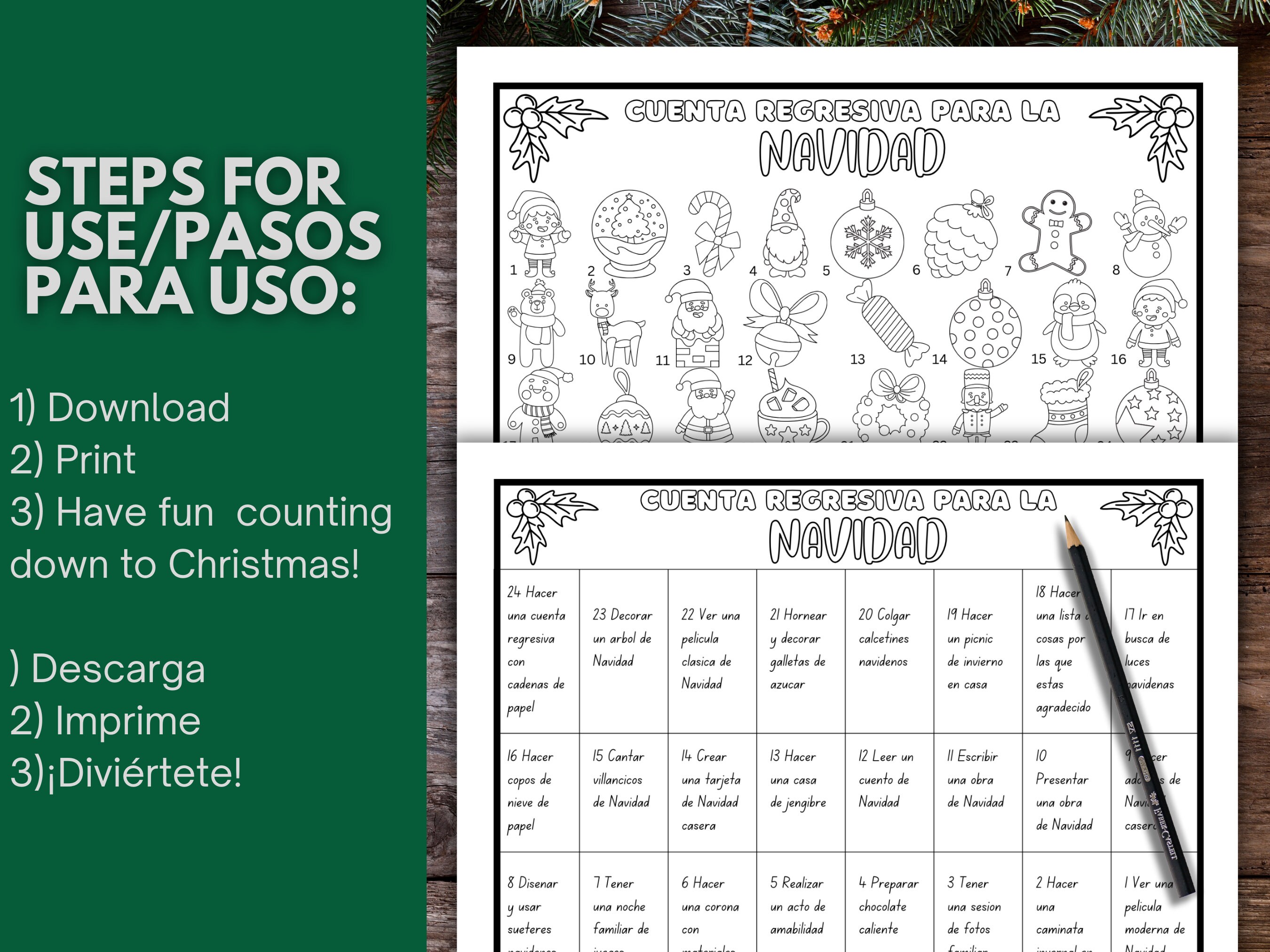 Spanish Christmas Countdown Calendar, Countdown to Christmas in Spanish ...