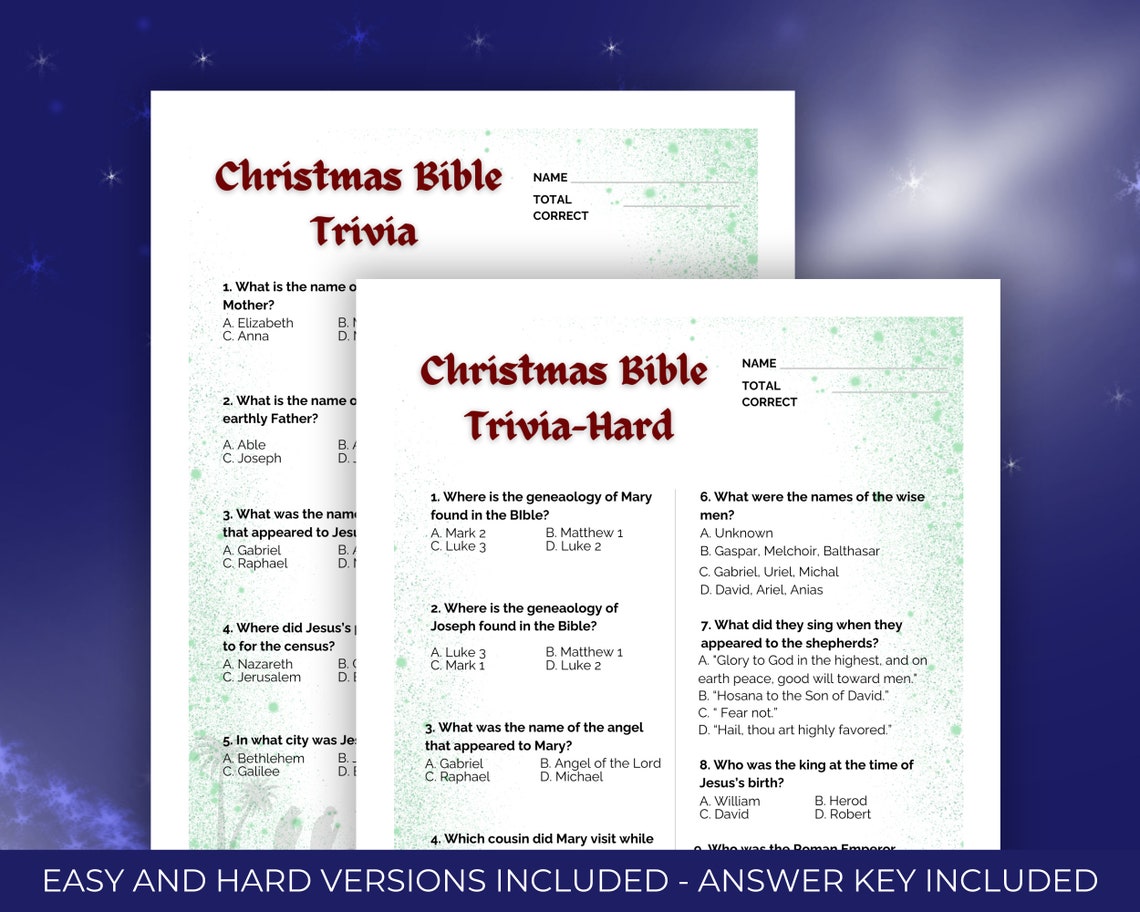 Christmas Bible Trivia, Christian Christmas Game, Bible Party Game ...