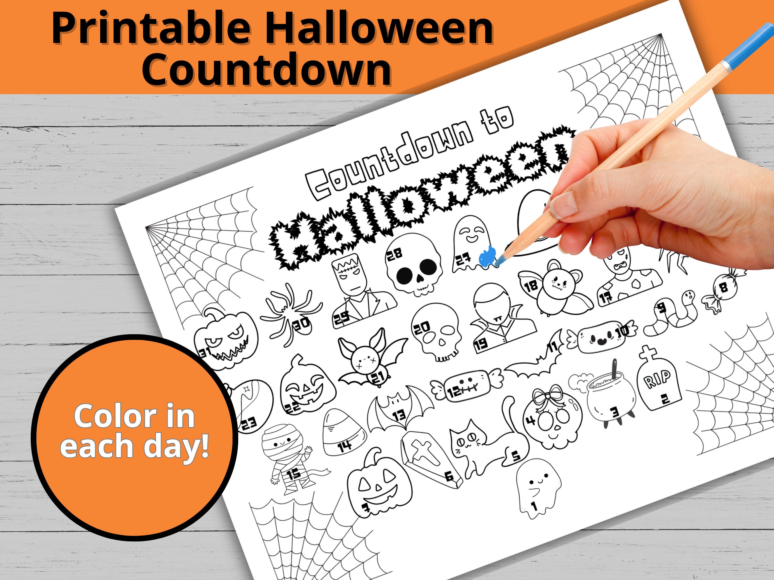 Printable Halloween Countdown/ Halloween Countdown Calendar/ Halloween ...