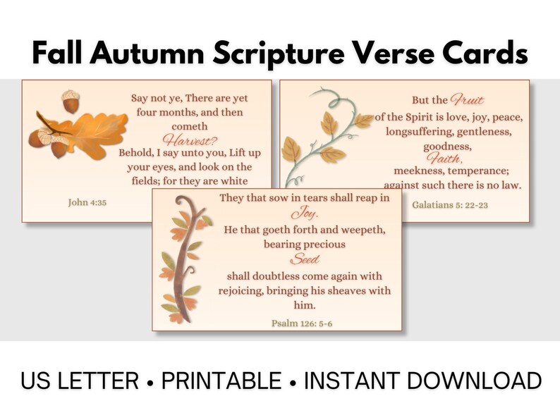 Fall Autumn Scripture Verse Cards / Bible Verse Cards/ Printable - Etsy