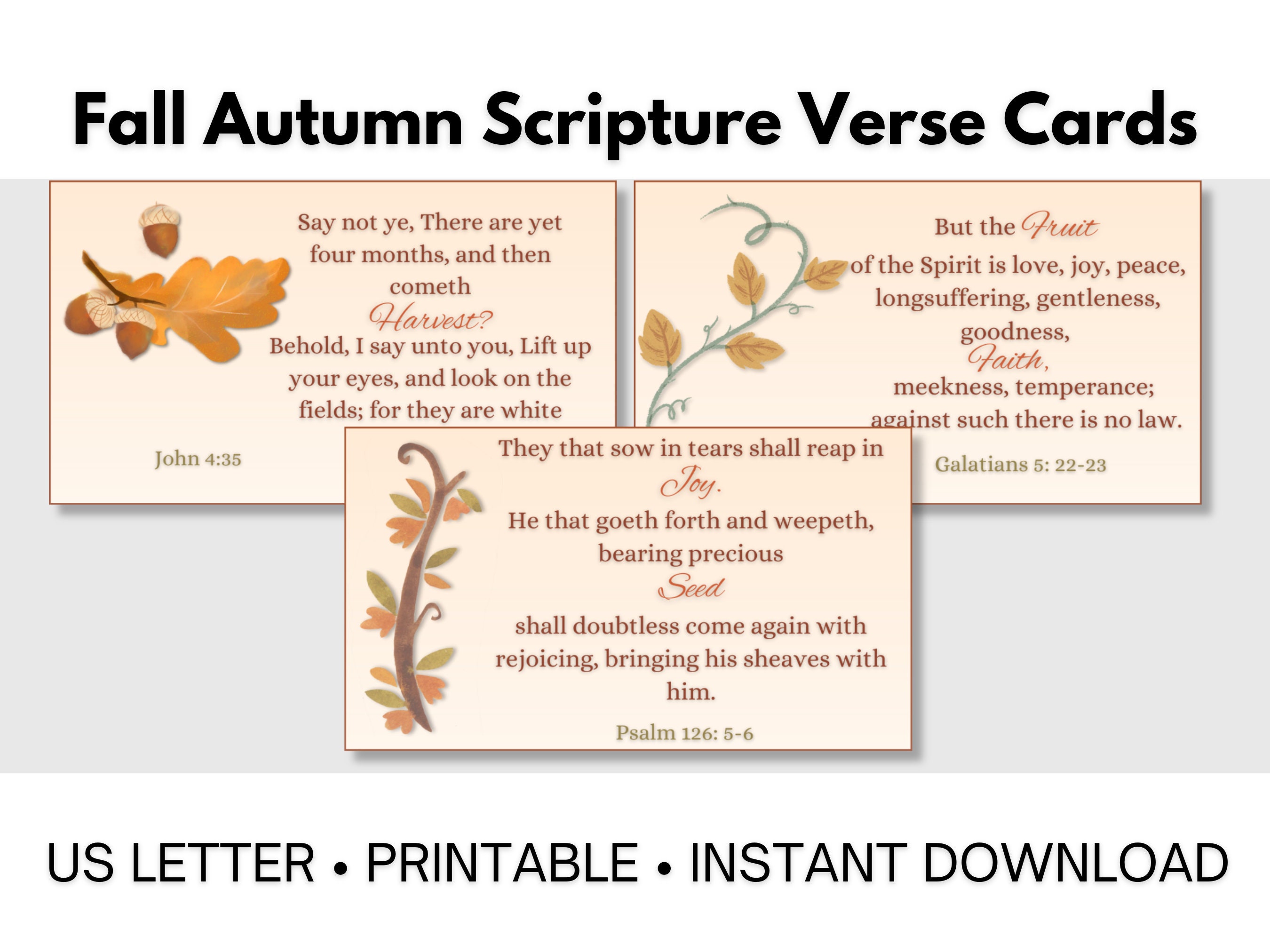 Fall Autumn Scripture Verse Cards / Bible Verse Cards/ Printable - Etsy