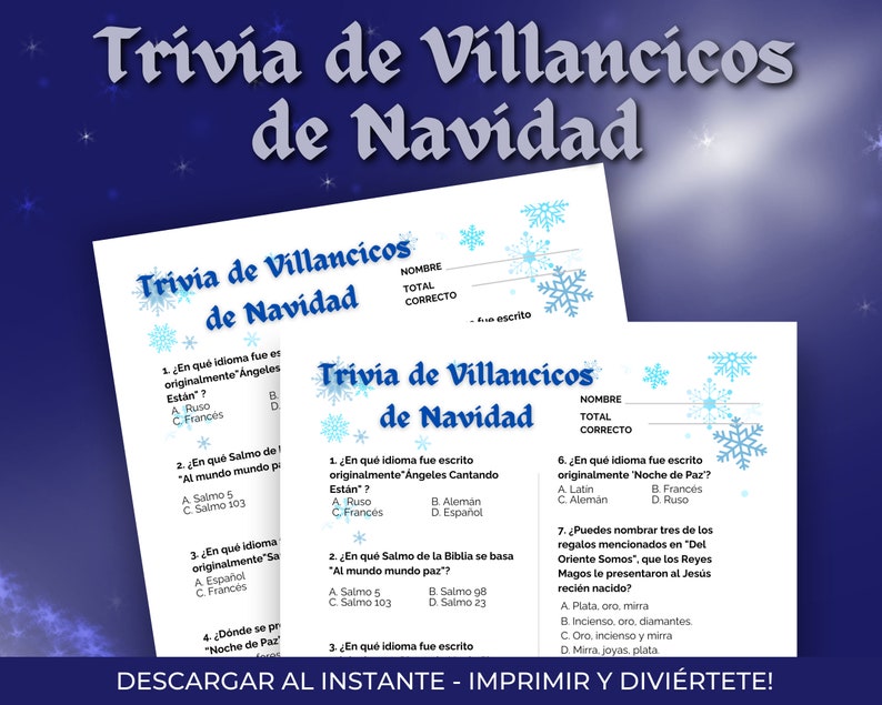 Spanish Christmas Carol Trivia, Christmas Song Trivia Game, Spanish ...