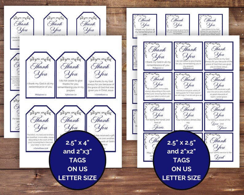 Thank You Gift Tags, Christian Appreciation, Volunteer Appreciation ...