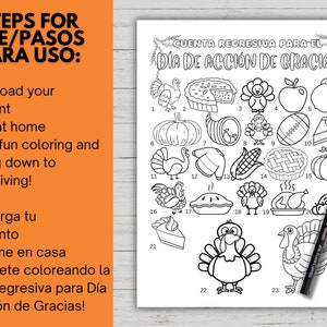 Printable Spanish Thanksgiving Countdown/ Cuenta Regresiva Para El Dia ...