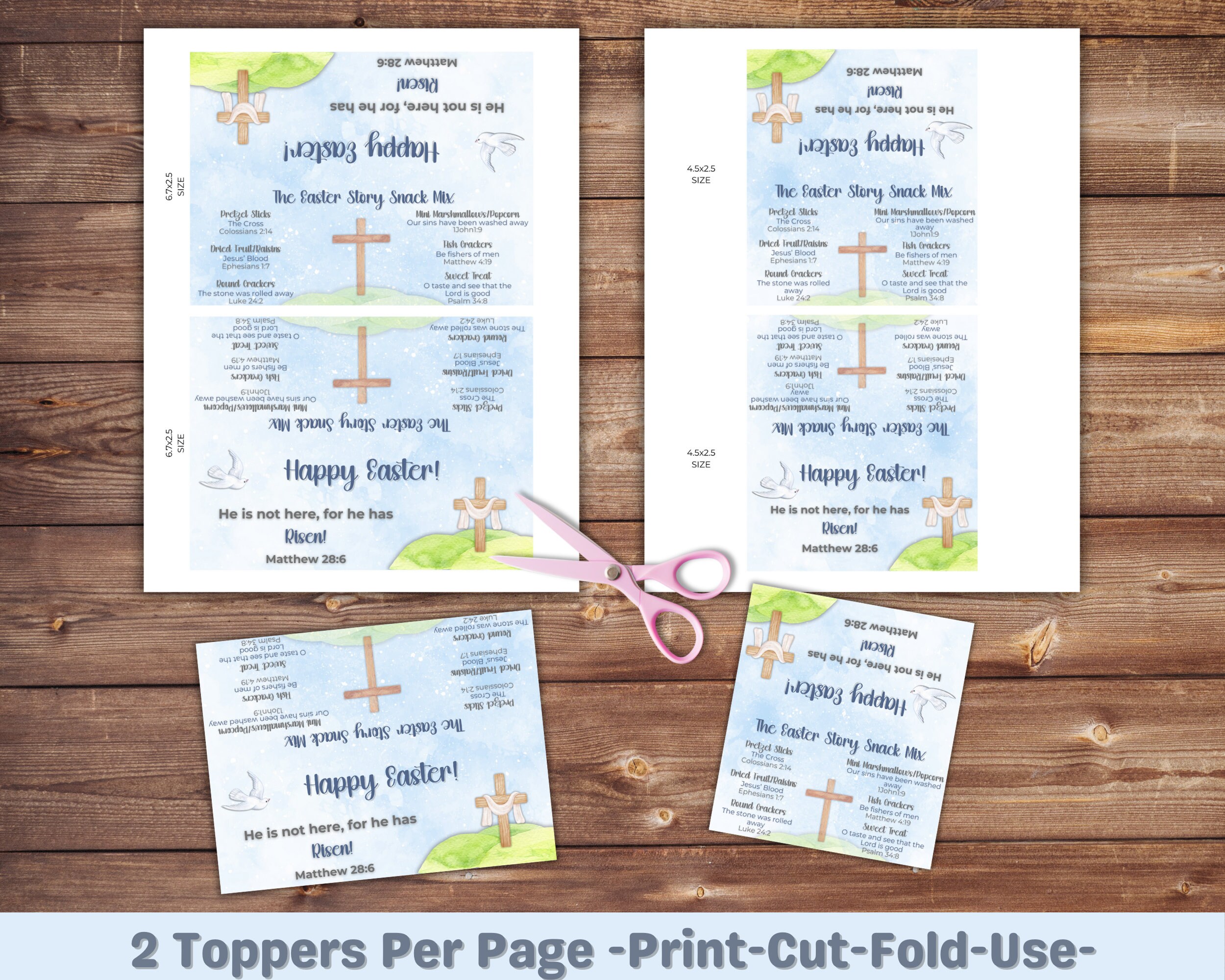 Easter Story Snack Mix Tag and Bag Topper, He is Risen Printable ...