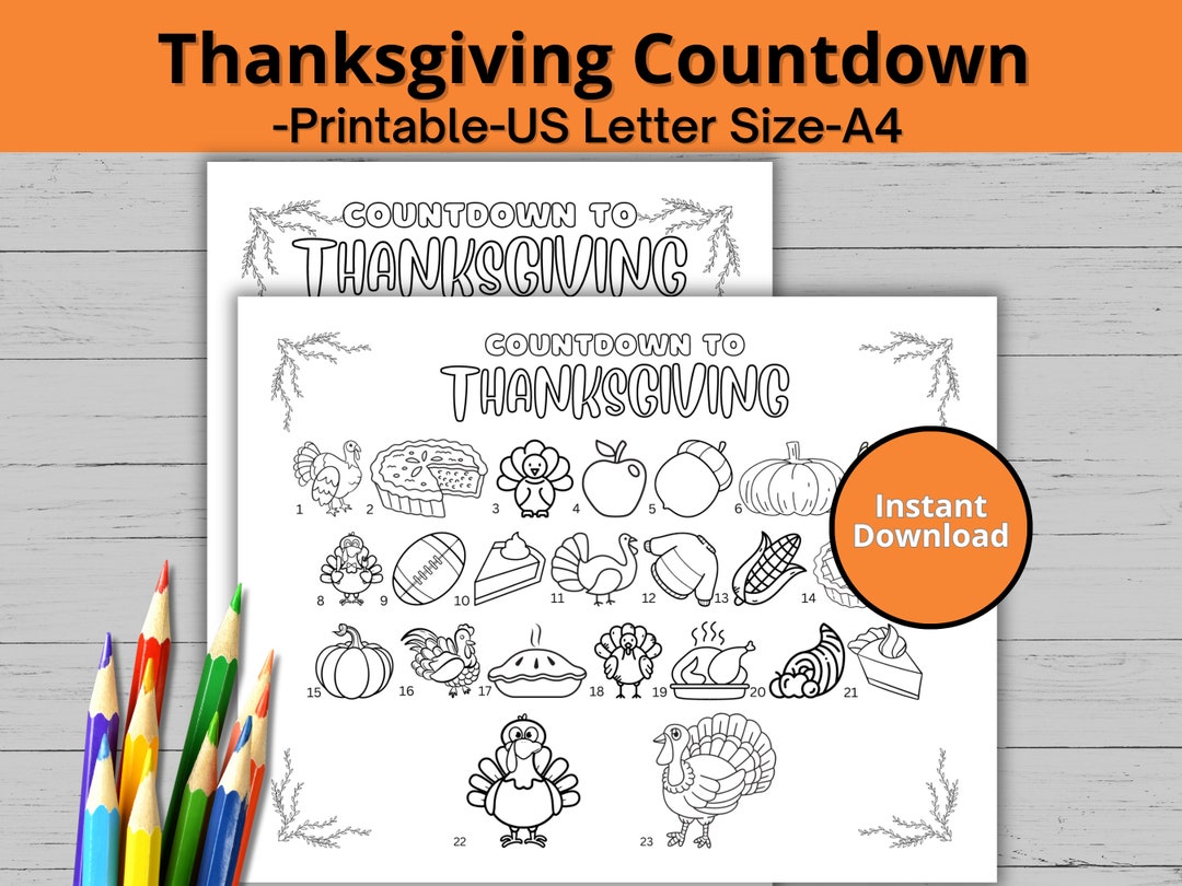 Printable Thanksgiving Countdown/ Thanksgiving Advent/ Countdown to ...