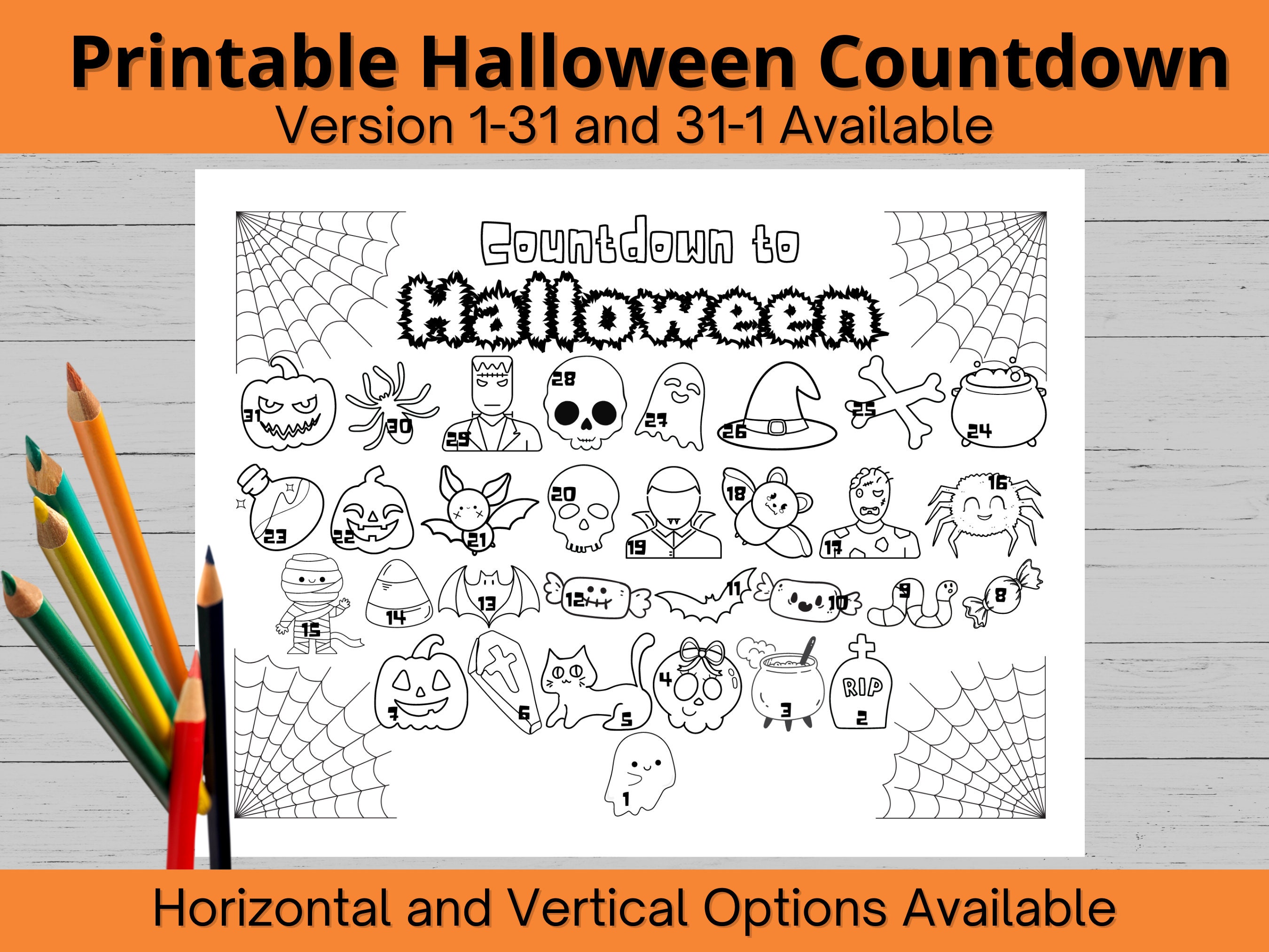 Printable Halloween Countdown/ Halloween Countdown Calendar/ Halloween ...