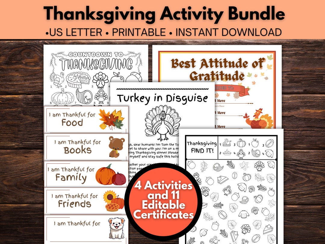 Thanksgiving Activity Bundle, Thanksgiving Games for Kids, Kids ...