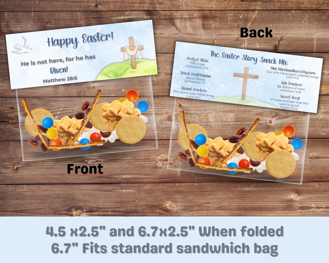 Easter Story Snack Mix Tag and Bag Topper, He is Risen Printable ...