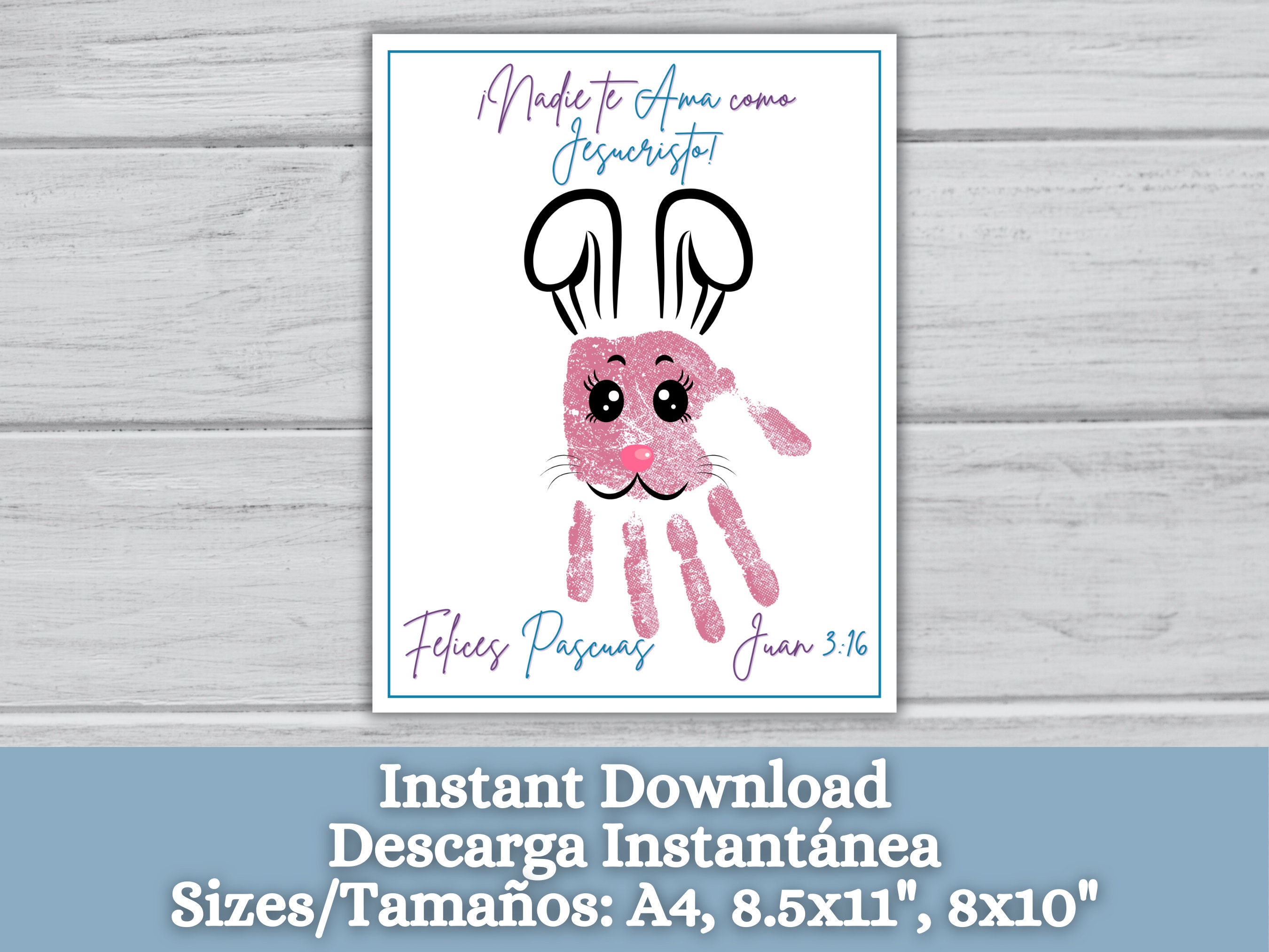 Spanish Christian Easter Bunny Handprint Craft Art, Religious Craft for ...