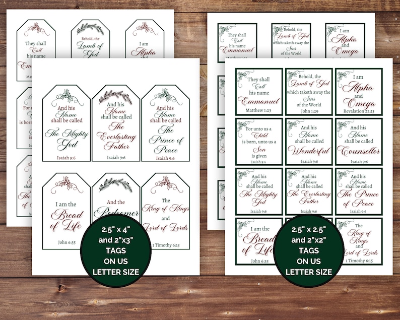 Names of Jesus Gift Tags, Christmas Gift Tags, Names of Christ Tags ...