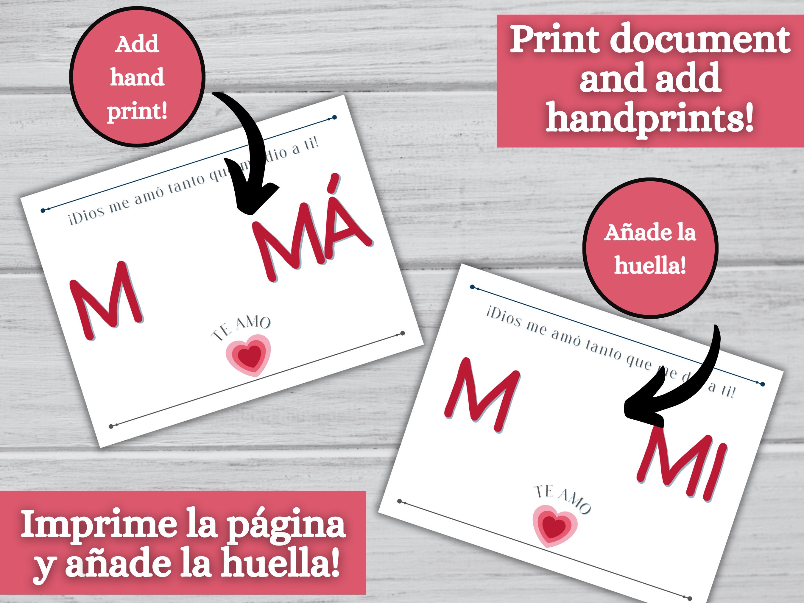 Spanish Handprint Art, Mom Handprint Craft, Christian Valentine ...
