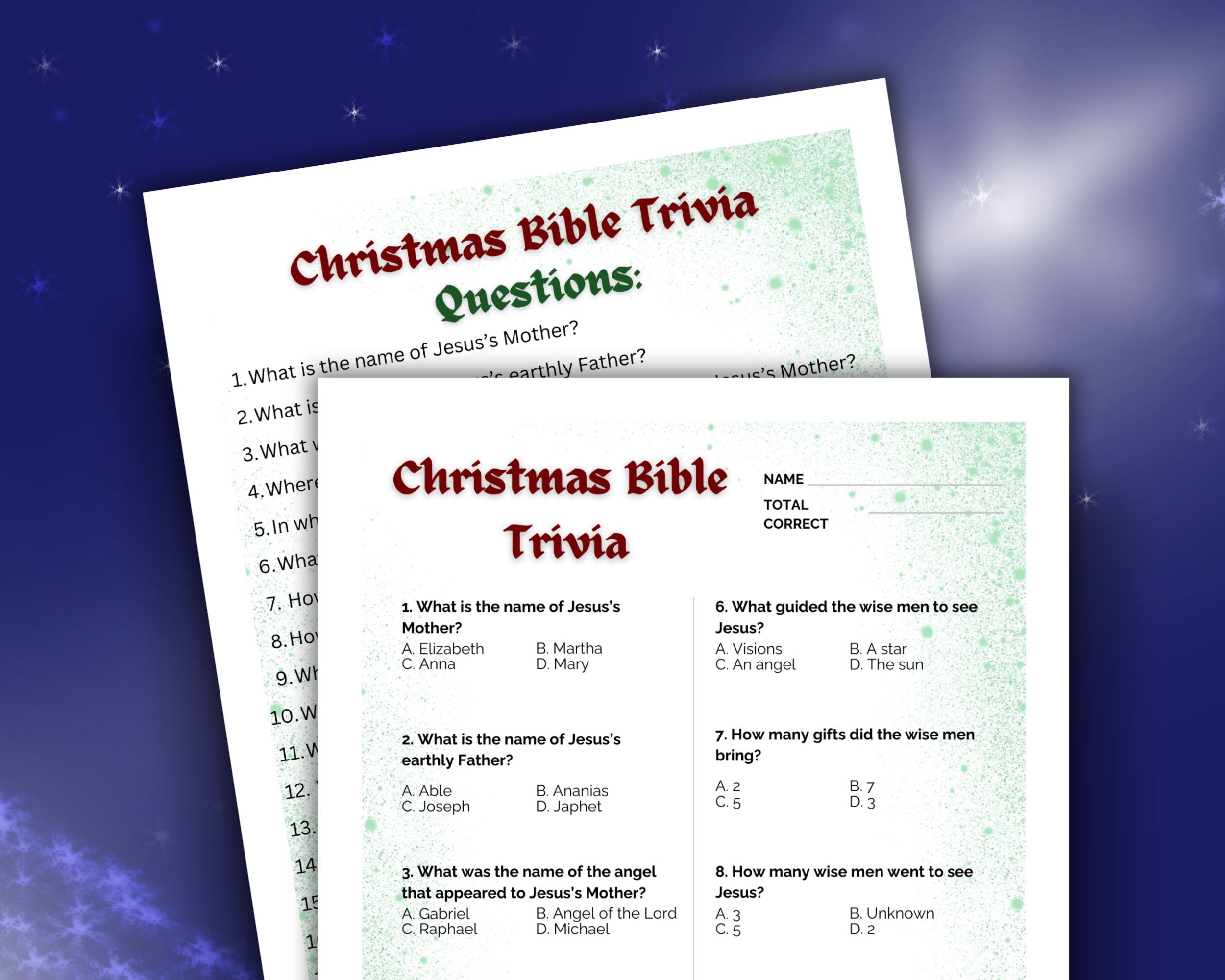 Christmas Bible Trivia, Christian Christmas Game, Bible Party Game ...