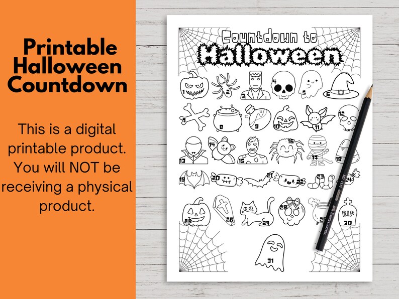 Printable Halloween Countdown/ Halloween Countdown Calendar/ Halloween ...