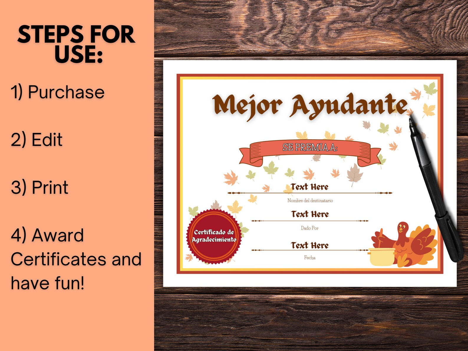 Editable Spanish Kids Certificate, Spanish Certificate of Achievement ...