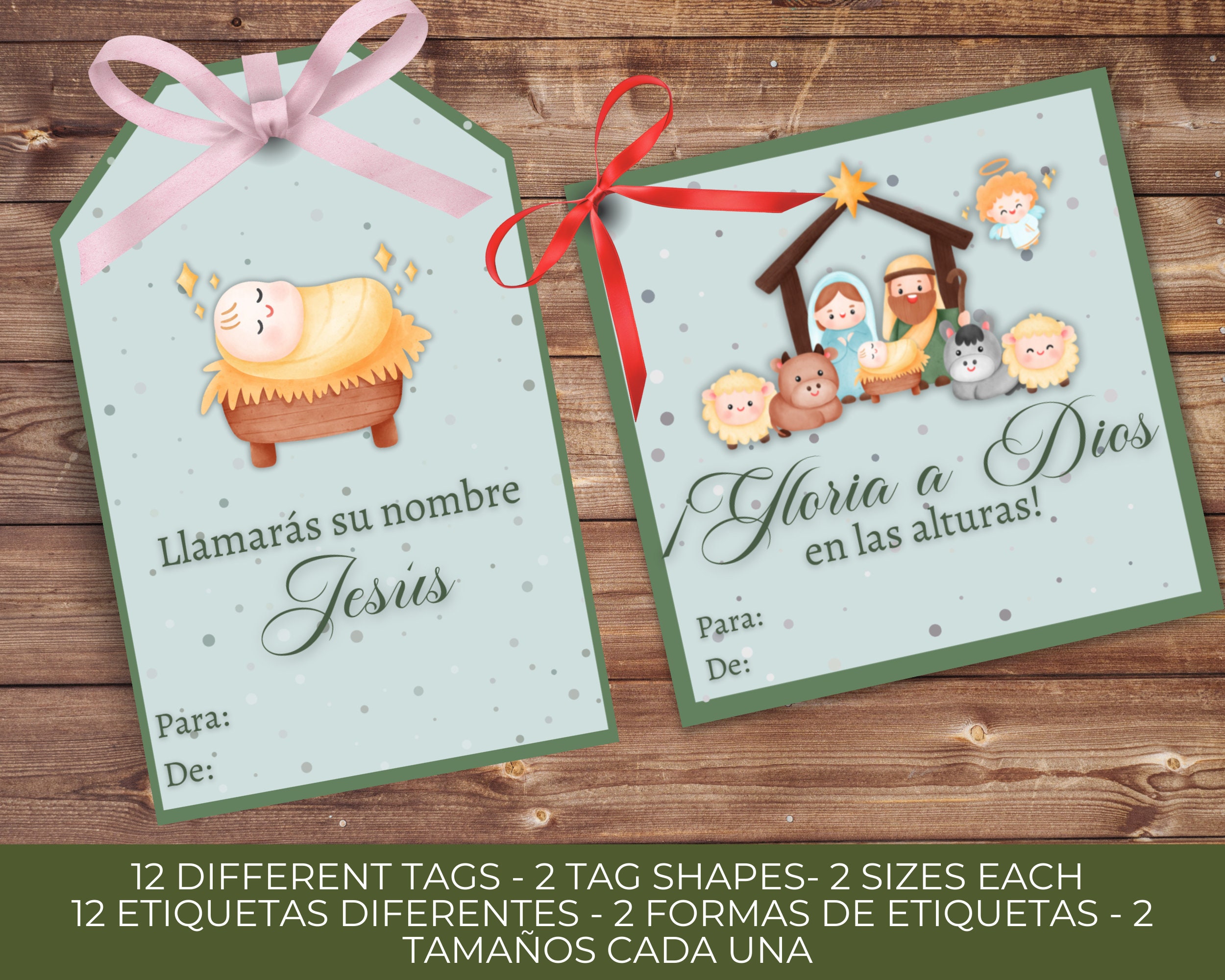 Spanish Nativity Gift Tags, Baby Jesus Gift Tag, Religious Gift Tag ...