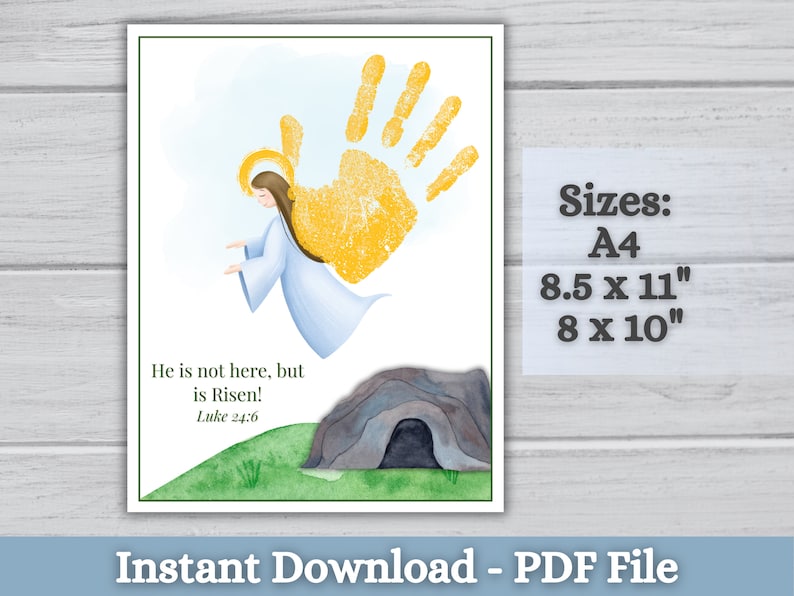 He is Risen Christian Easter Handprint Craft Art, Religious Craft for ...