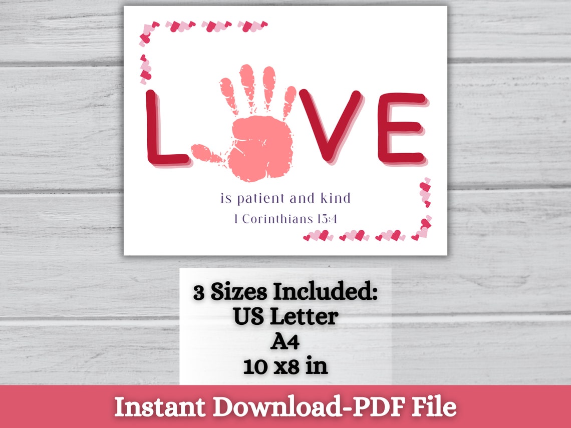 LOVE Handprint Art, Handprint Craft, Love is Patient, 1 Corinthians 13 ...