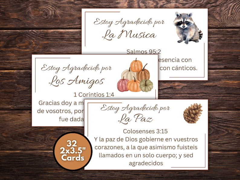 I Am Thankful for Bible Verse Cards in Spanish, Thanksgiving Gratitude ...