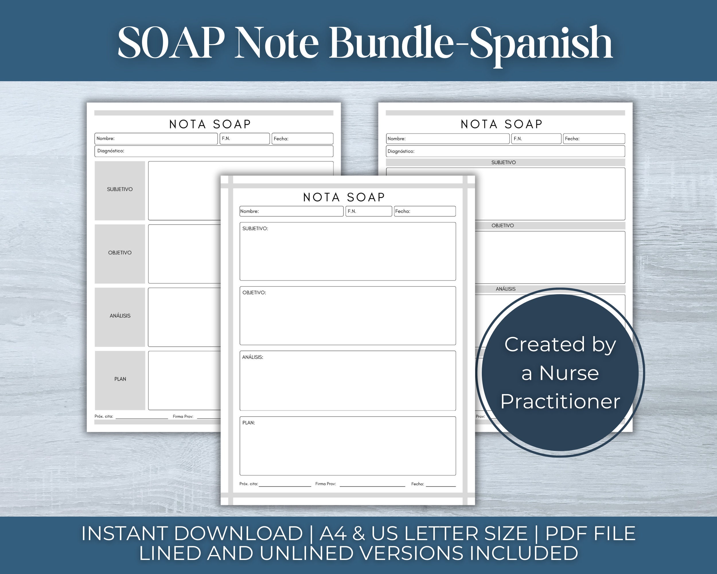 Spanish SOAP Note, Nota SOAP, Progress Note Template, Treatment ...