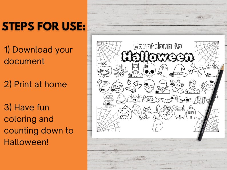 Printable Halloween Countdown/ Halloween Countdown Calendar/ Halloween ...