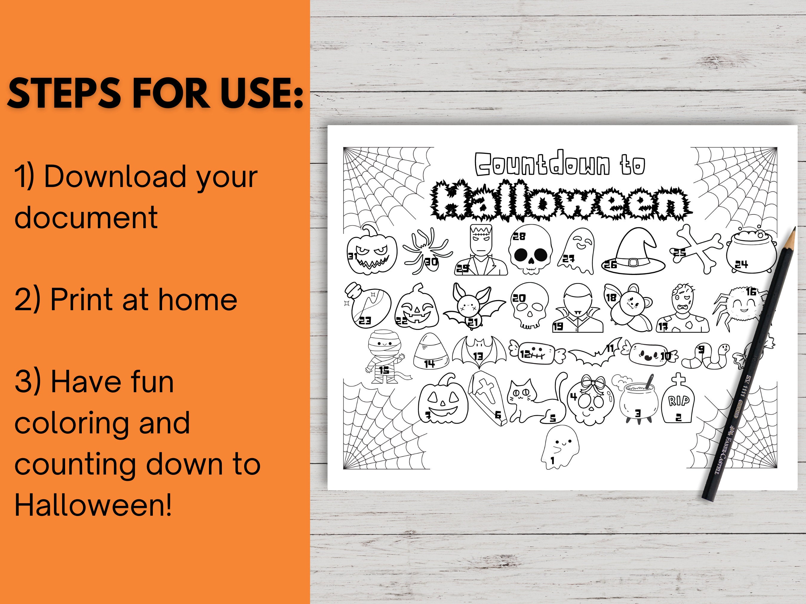 Printable Halloween Countdown/ Halloween Countdown Calendar/ Halloween ...