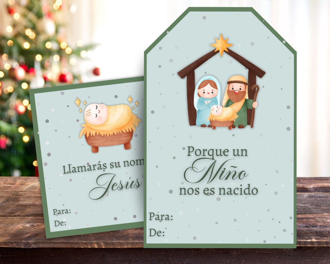 Spanish Nativity Gift Tags, Baby Jesus Gift Tag, Religious Gift Tag ...