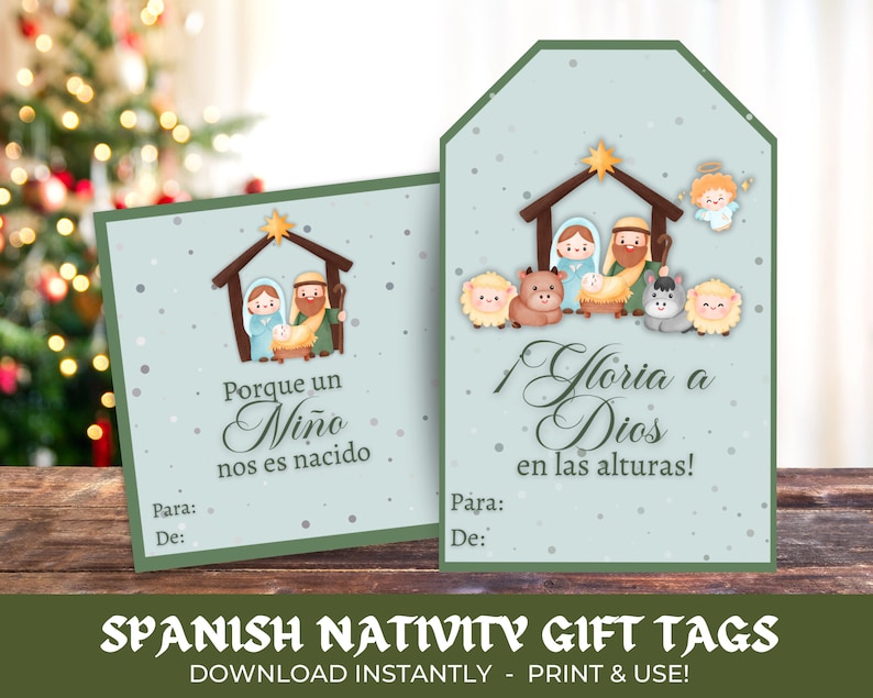 Spanish Nativity Gift Tags, Baby Jesus Gift Tag, Religious Gift Tag ...