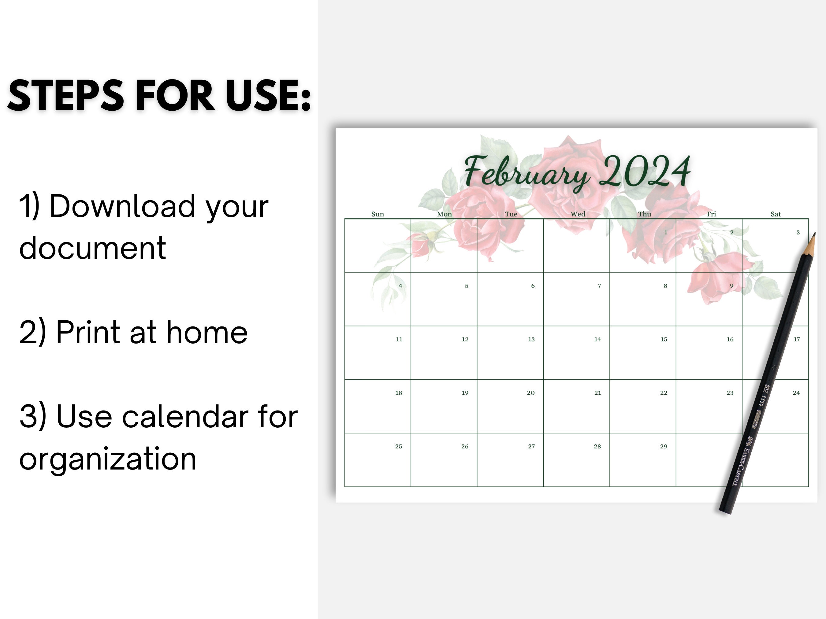 Printable Monthly Calendars 2023-2024 - Etsy