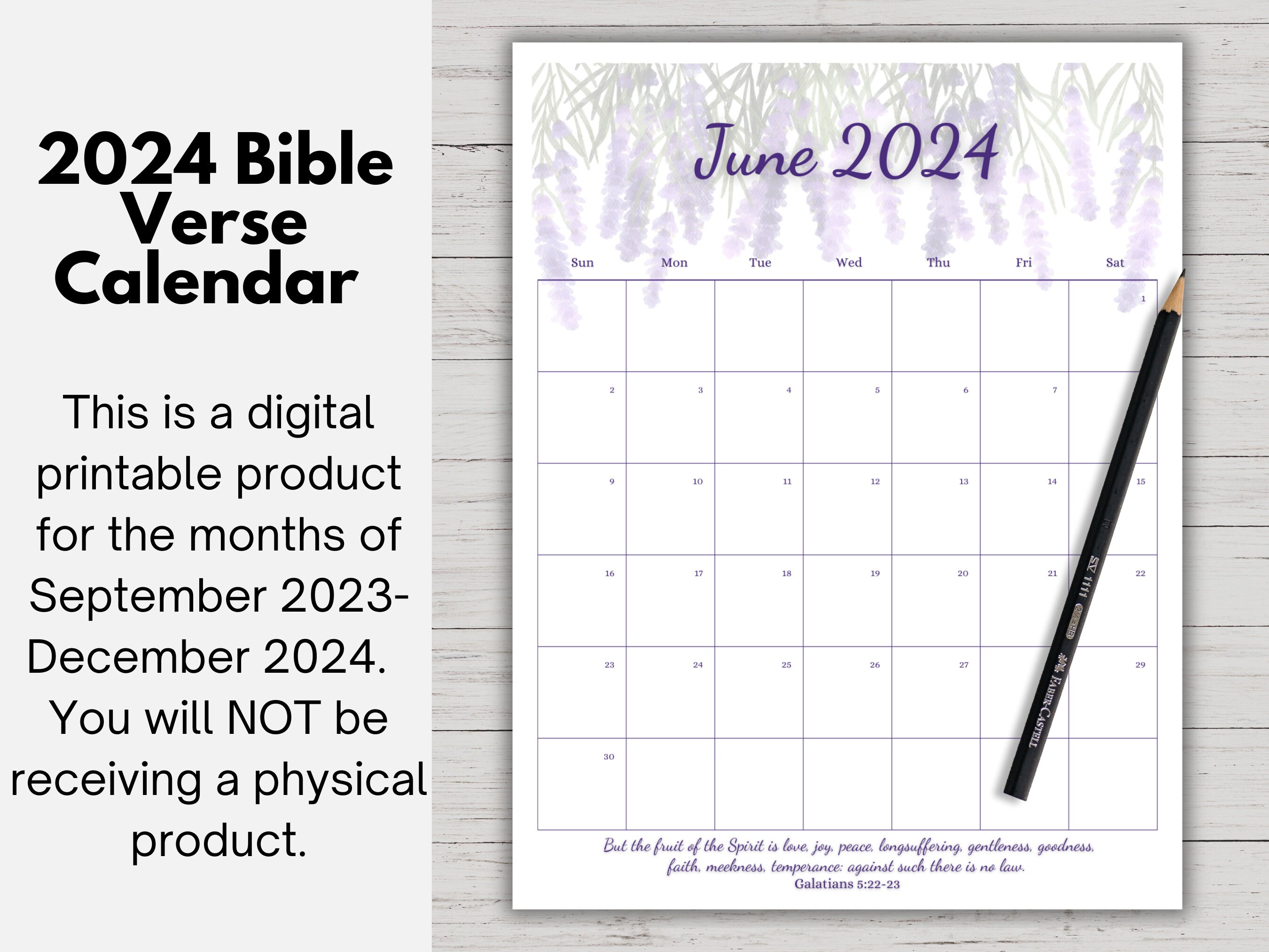 2024 Bible Verse Calendar, Printable Scripture Calendar, Inspirational ...