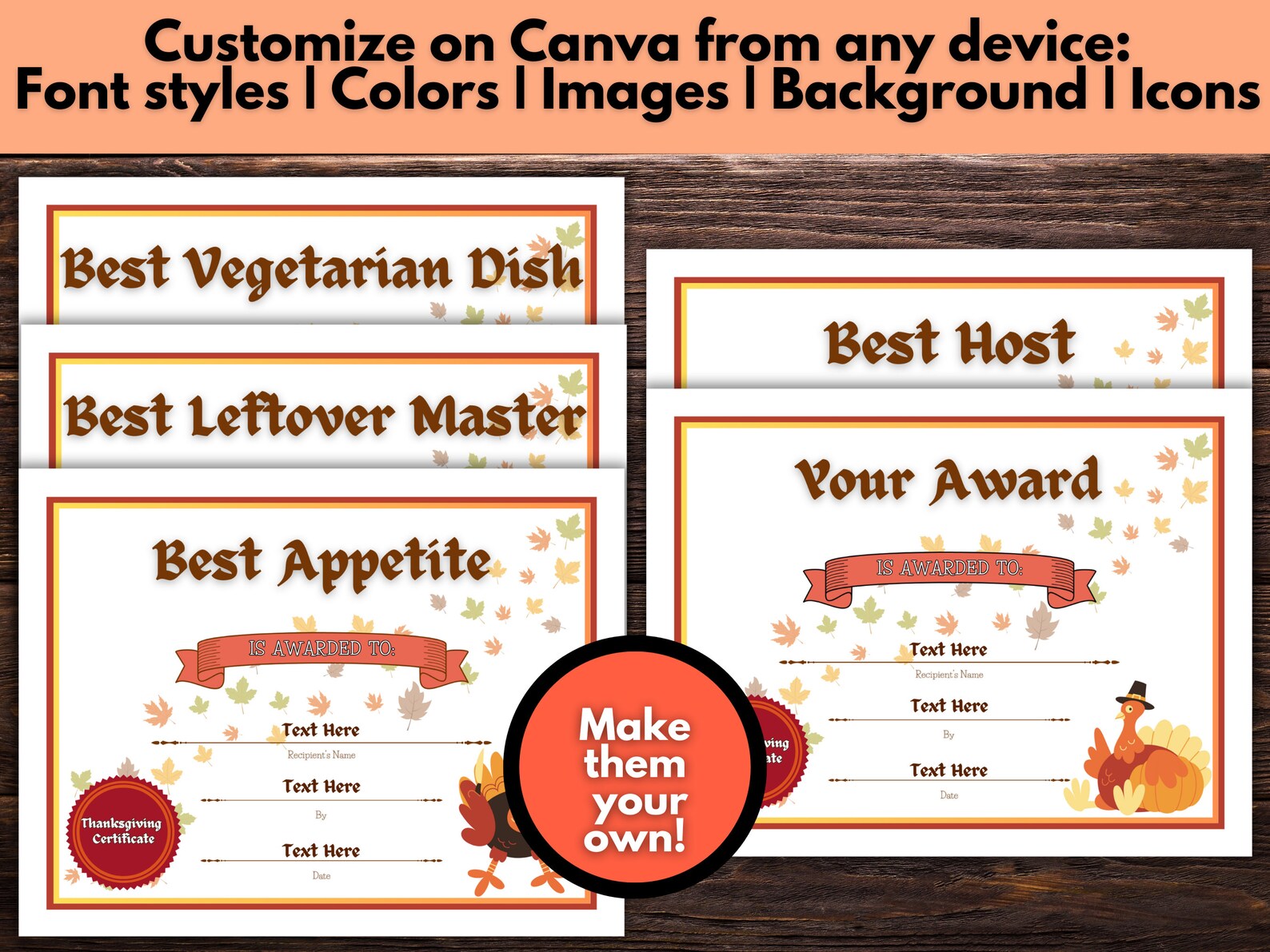 Editable Dinner Certificate, Certificate of Achievement, Certificate of ...